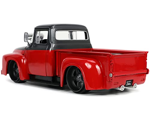 Jada Toys Just Trucks 1:24 1956 Ford F-100 Pickup Truck Red/Dark Gray with Tire Rack