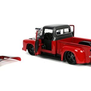 Jada Toys Just Trucks 1:24 1956 Ford F-100 Pickup Truck Red/Dark Gray with Tire Rack