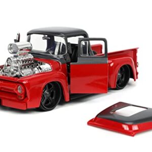 Jada Toys Just Trucks 1:24 1956 Ford F-100 Pickup Truck Red/Dark Gray with Tire Rack