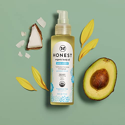 The Honest Company Organic Body Oil | Gentle for Baby | Fragrance Free, Plant-Based, Hypoallergenic | 4.0 fl oz