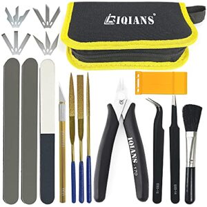 IQIANS 17 PCS Gundam Model Tool Kit Hobby Building Tools Craft Set Gunpla Basic Model Tool Kit in Canvas Bag for Plastic Model Kits, Car Airplane Models, Miniatures, Model Building Repairing & Fixing