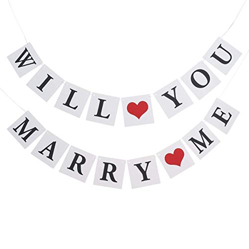 WILL YOU MARRY ME Banner Paper Bunting Banner Decorative Hanging Garland for Wedding Engagement Proposal Party Decoration