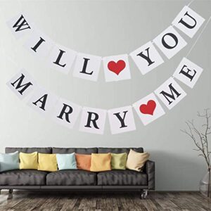 WILL YOU MARRY ME Banner Paper Bunting Banner Decorative Hanging Garland for Wedding Engagement Proposal Party Decoration