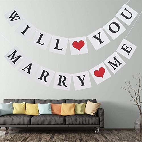 WILL YOU MARRY ME Banner Paper Bunting Banner Decorative Hanging Garland for Wedding Engagement Proposal Party Decoration