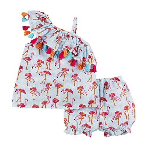 Mud Pie Baby Girls' Short Set, Flamingo, Medium, 2T-3T