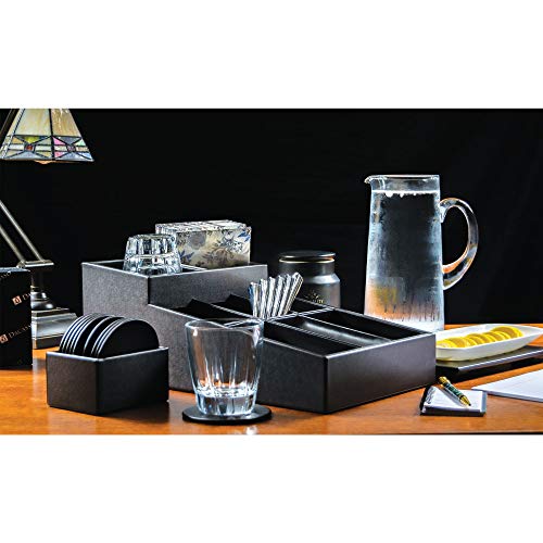 Dacasso Leather Coffee Condiment Organizer, Black