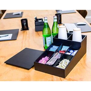 Dacasso Leather Coffee Condiment Organizer, Black