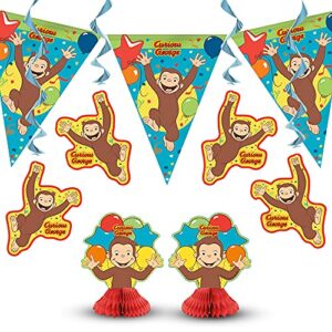 unique party decorating kit | curious george | 7 pcs, 96″ x 11″, multi