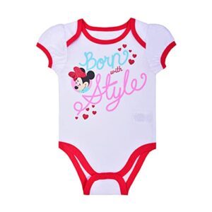 Disney Baby-Girls Minnie Mouse Bodysuit, White, 3-6 Months (Pack of 3)