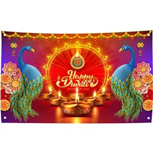 happy diwali banner backdrop decorations – festival of lights deepavali background decorations party banner