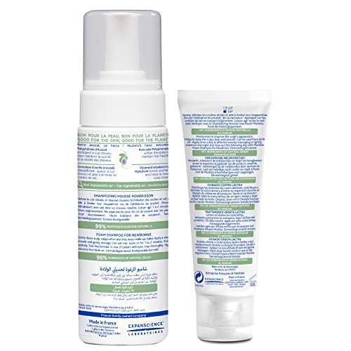 Mustela Baby Cradle Cap Bundle - Natural Baby Shampoo & Cradle Cap Cream - with Natural Avocado - 2 Piece Set