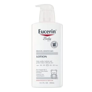 eucerin baby body lotion, fragrance free baby lotion, 13.5 fl oz pump bottle