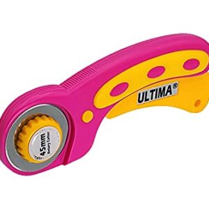 Ultima 45mm Rotary Cutter Kit – Ergonomic Rotary Cutter with 8 SKS-7 Steel Blades, Straight & Pattern-Cut