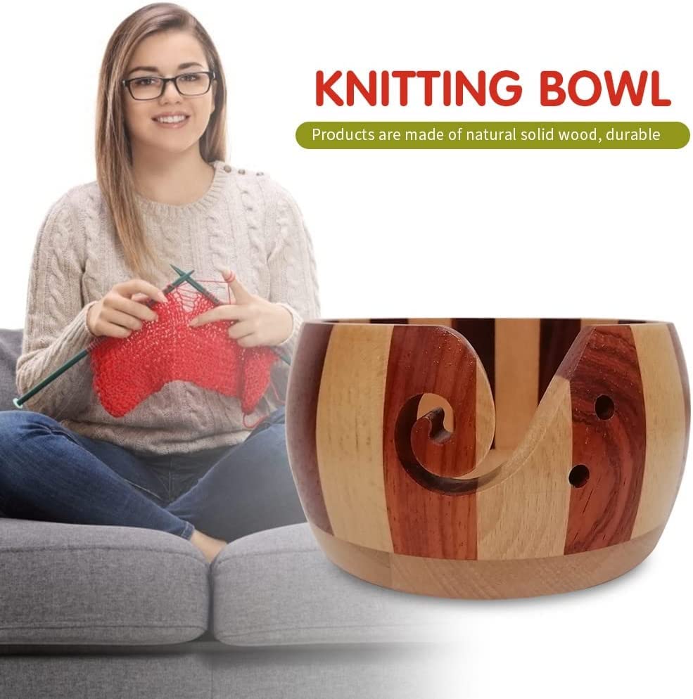 TAYASH Yarn Bowls for crochetingandDIY Glow Yarn Sets Knitting Yarn Bowls with Holes Crochet Bowl Holder Handmade Yarn Storage Bowl for DIY Knitting Crocheting Accessories