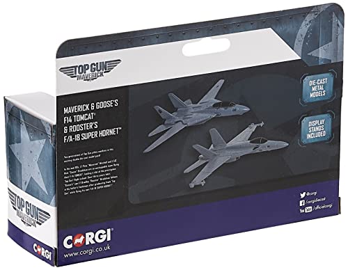 Corgi Top Gun Maverick & Goose's F14 Tomcat (Top Gun 1986) & Rooster's F/A-18 Hornet (Top Gun Maverick) Fit The Box Aircraft Display Models CS90682