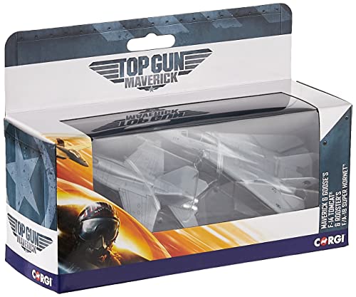 Corgi Top Gun Maverick & Goose's F14 Tomcat (Top Gun 1986) & Rooster's F/A-18 Hornet (Top Gun Maverick) Fit The Box Aircraft Display Models CS90682