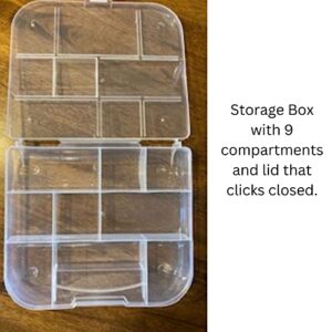 Storage Box, Plastic, Multifunctional 9 Compartments with Lid for Arts, Crafts, School, Household Supplies.