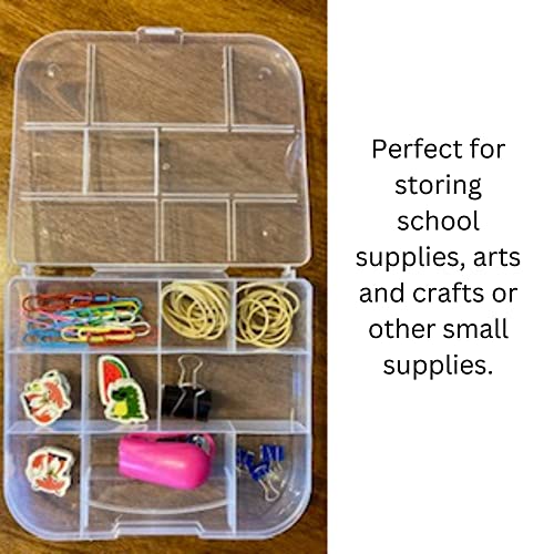 Storage Box, Plastic, Multifunctional 9 Compartments with Lid for Arts, Crafts, School, Household Supplies.