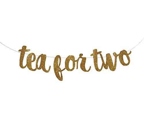 Tea for Two Banner Garland Sign, Glitter Gold Tea Party Banner, Alice in Wonderland, Smash Cake, 2nd Birthday, Tea Party