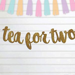 Tea for Two Banner Garland Sign, Glitter Gold Tea Party Banner, Alice in Wonderland, Smash Cake, 2nd Birthday, Tea Party