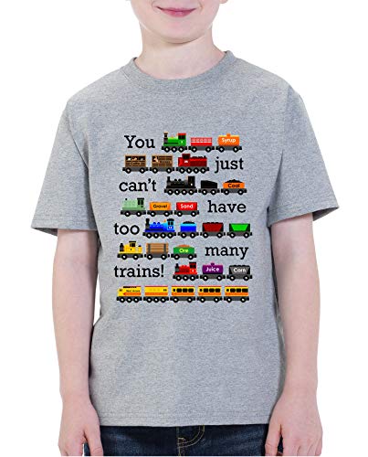 Waldeal Boys' Too Many Trains Tee Kids Short Sleeve Graphic T Shirt 3T Grey