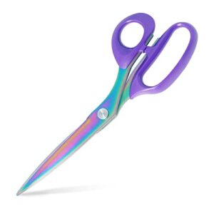 asdirne titanium coating fabric scissors, professional tailor scissors, ultra-sharp stainless steel blades, ergonomic abs handle, 10.5 inch, rainbow&purple