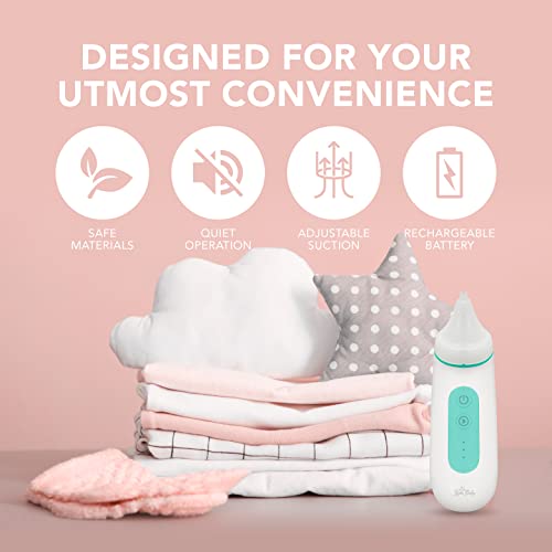 Lunobaby Nasal Aspirator for Babies - Rechargeable Baby Nose Sucker Must-Haves for First Time Mom - Electric Nose Aspirator for Infants and Toddlers