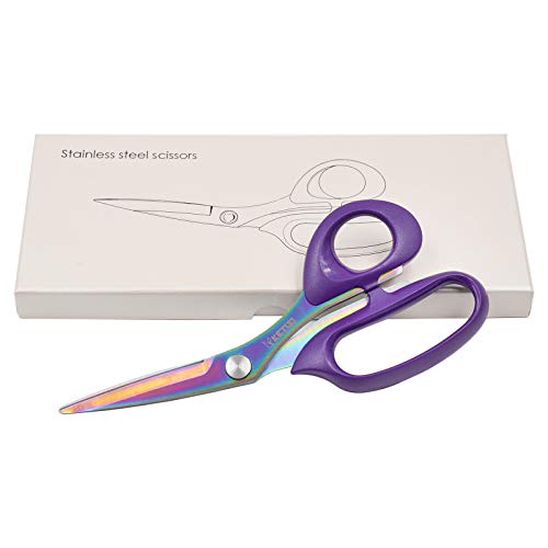 Ketuo Extra Sharp Sewing Scissors Heavy Duty Titanium Coating Forged Stainless Steel Multi-Purpose Shears for Fabric Leather, Dressmaking, Tailoring, Quilting, Home & Office, Art & School (8 Inch)