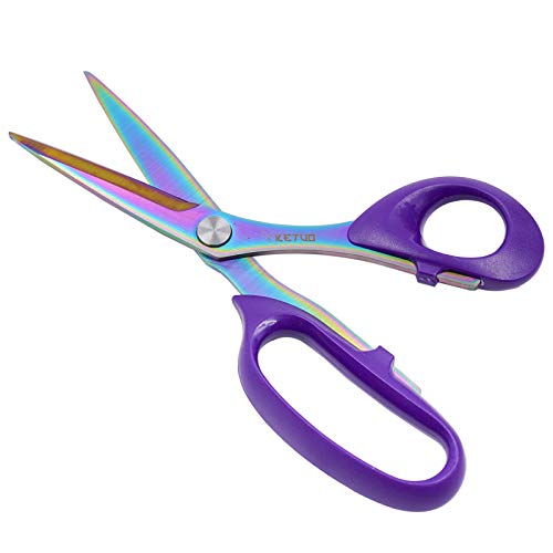 Ketuo Extra Sharp Sewing Scissors Heavy Duty Titanium Coating Forged Stainless Steel Multi-Purpose Shears for Fabric Leather, Dressmaking, Tailoring, Quilting, Home & Office, Art & School (8 Inch)