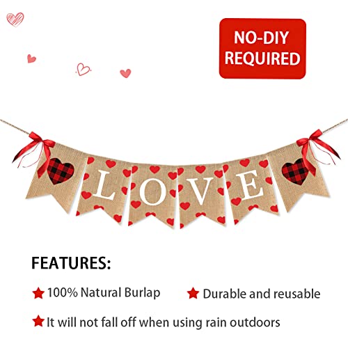 Love Burlap Banner, Valentine's Day Decorations, Romantic Home Indoor Funny Hanging Valentines Decorations