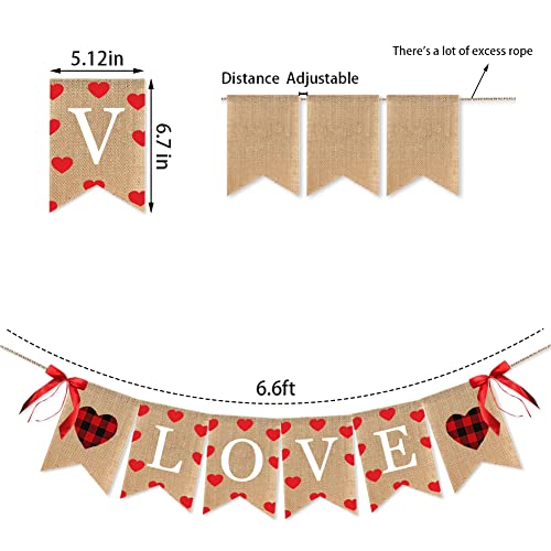 Love Burlap Banner, Valentine's Day Decorations, Romantic Home Indoor Funny Hanging Valentines Decorations