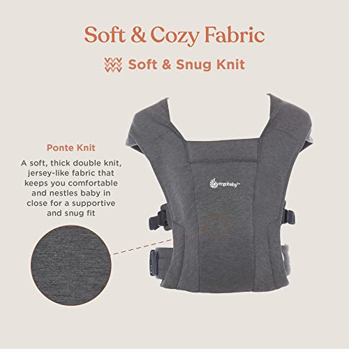 Ergobaby Embrace Cozy Newborn Baby Wrap Carrier (7-25 Pounds), Ponte Knit, Pure Black