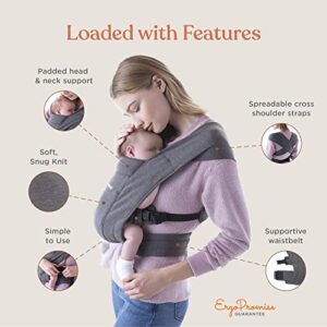 Ergobaby Embrace Cozy Newborn Baby Wrap Carrier (7-25 Pounds), Ponte Knit, Pure Black