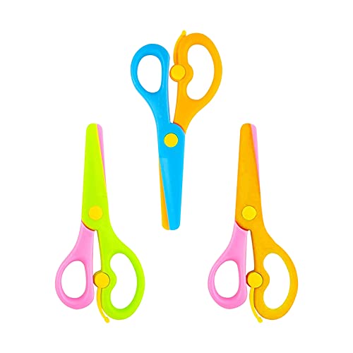 3Pcs Children's Hand Scissors,Kids Scissors,Preschool Training Scissors,Plastic Elastic Scissors,Pre-School Art Craft Kids / School Scissors