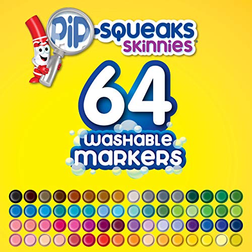 Crayola Pip-Squeaks Skinnies Washable Markers, 64 count, Great for Home or School, Perfect Art Tools