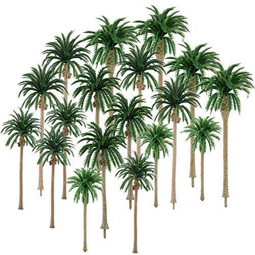 30 Pieces Miniature Palm Trees Plastic Scale Model Tree Coconut Scenery Mixed Model Trees for Model Train Railway Architecture Diorama DIY Craft Scenery Landscape