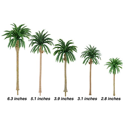 30 Pieces Miniature Palm Trees Plastic Scale Model Tree Coconut Scenery Mixed Model Trees for Model Train Railway Architecture Diorama DIY Craft Scenery Landscape