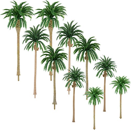 30 Pieces Miniature Palm Trees Plastic Scale Model Tree Coconut Scenery Mixed Model Trees for Model Train Railway Architecture Diorama DIY Craft Scenery Landscape