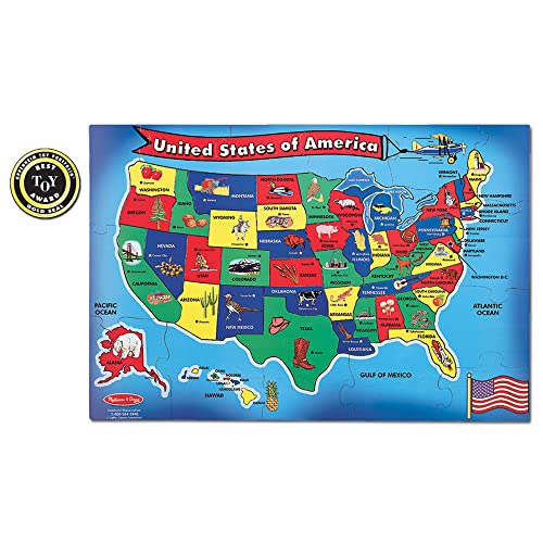 Melissa & Doug USA Map Floor Puzzle (51 pcs, 2 x 3 feet), Multi