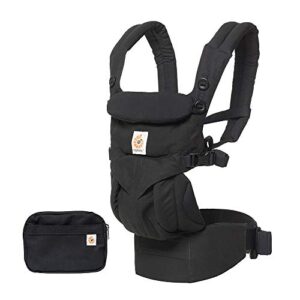 ergobaby omni 360 all-position baby carrier for newborn to toddler with lumbar support (7-45 pounds), pure black, 1 count (pack of 1)