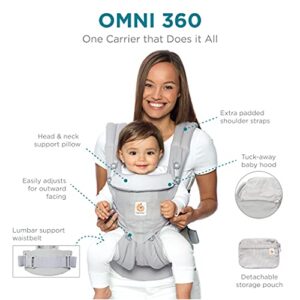 Ergobaby Omni 360 All-Position Baby Carrier for Newborn to Toddler with Lumbar Support (7-45 Pounds), Pure Black, 1 Count (Pack of 1)