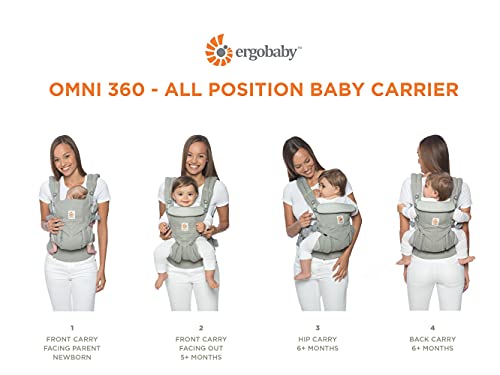 Ergobaby Omni 360 All-Position Baby Carrier for Newborn to Toddler with Lumbar Support (7-45 Pounds), Pure Black, 1 Count (Pack of 1)