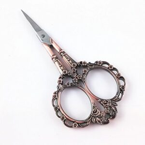 Yueton Vintage European Style Plum Blossom Needlework Embroidery Scissors (Copper)