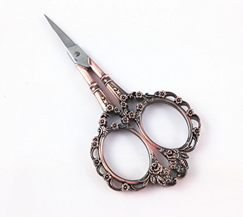 Yueton Vintage European Style Plum Blossom Needlework Embroidery Scissors (Copper)