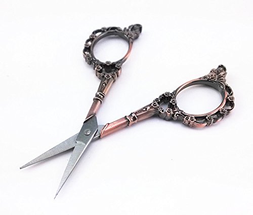 Yueton Vintage European Style Plum Blossom Needlework Embroidery Scissors (Copper)