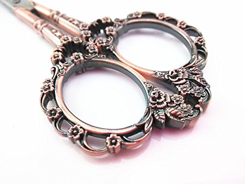 Yueton Vintage European Style Plum Blossom Needlework Embroidery Scissors (Copper)