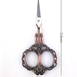 Yueton Vintage European Style Plum Blossom Needlework Embroidery Scissors (Copper)