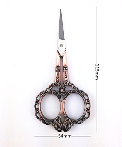 Yueton Vintage European Style Plum Blossom Needlework Embroidery Scissors (Copper)