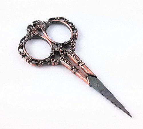 Yueton Vintage European Style Plum Blossom Needlework Embroidery Scissors (Copper)