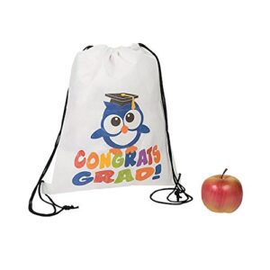 fun express congrats grad drawstring backpack for graduation party (set of 12)